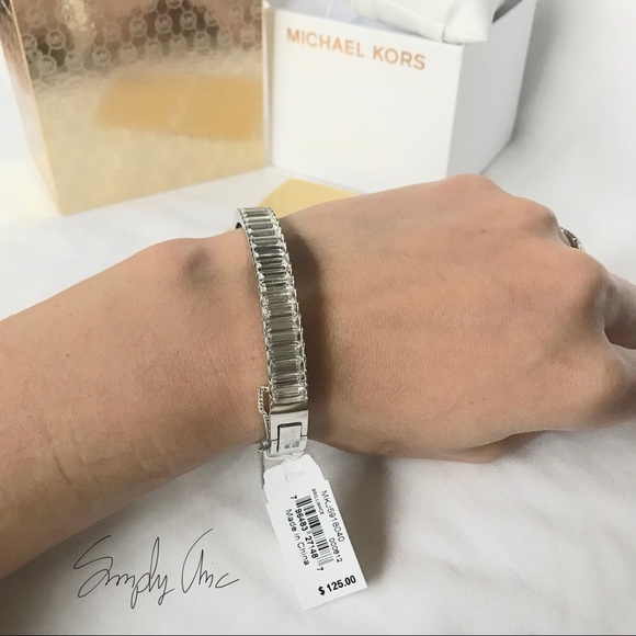 Michael Kors | Jewelry | New Authentic Mk Silver Tone Baguette Bracelet ...